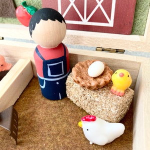 Farm Peg People Play Set, Barn Animals, Mini Travel Set, Gift for Kids ...
