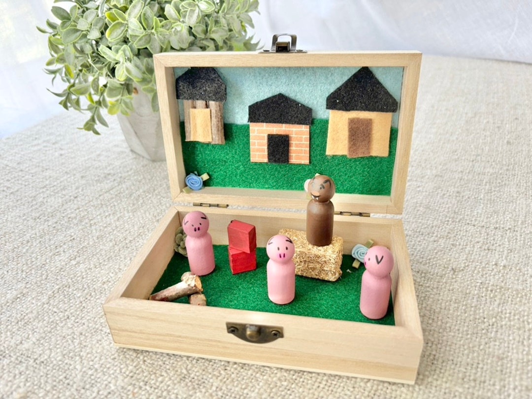 3 Little Pigs Peg Doll Play Set, Travel Toy for Kids, Kids Activity ...