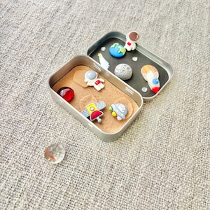 Space Playset in A Tin Case, Miniature Playset, Pocket Toy, Astronauts ...