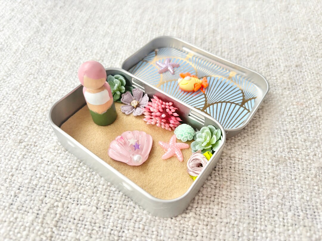Mini Mermaid Tin Play Set, Mermaid Peg Doll, Pocket Toy for Kids - Etsy