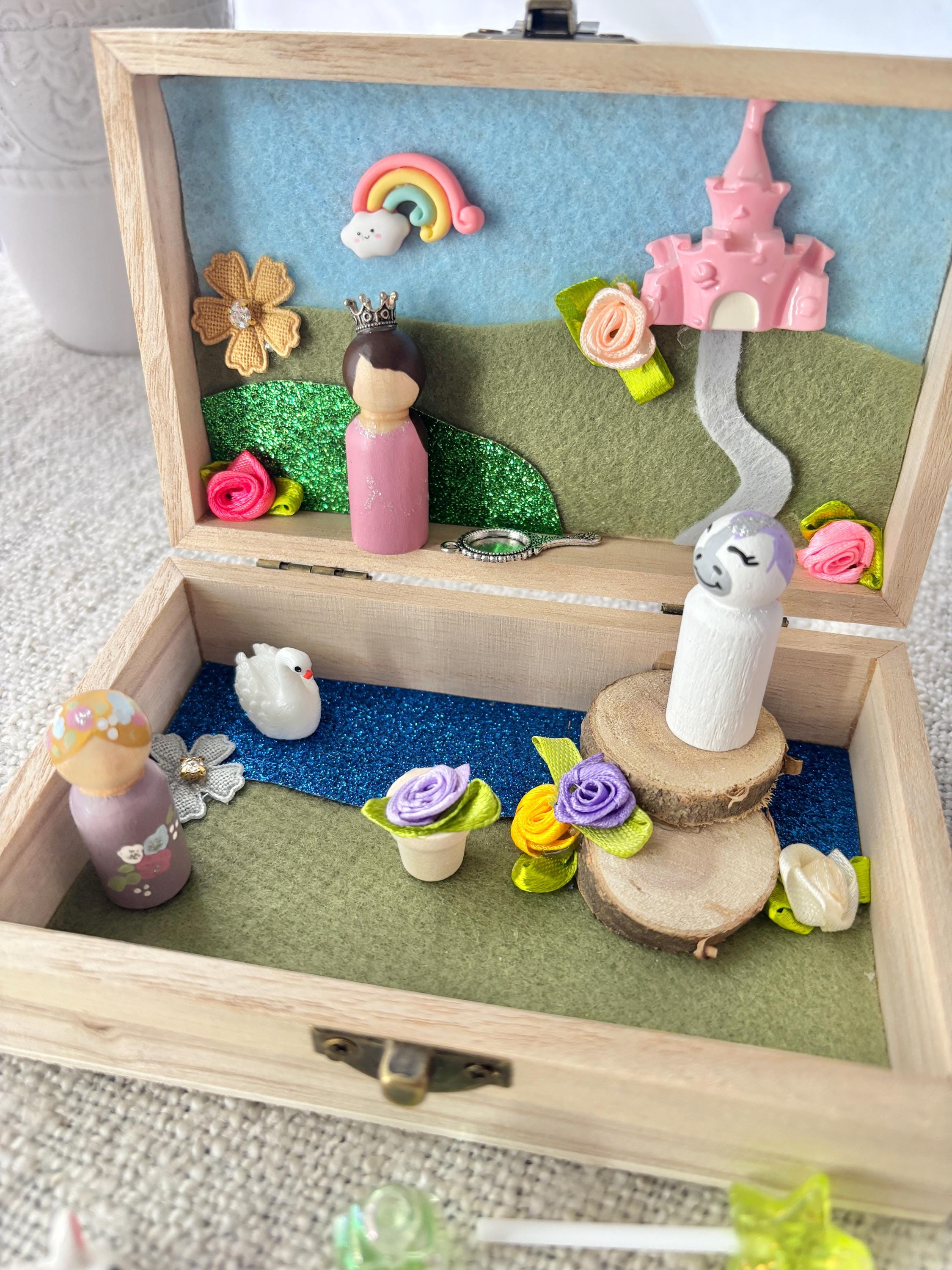 Fairytale Forest Peg Doll Play Set, Travel Toy for Kids, Girls Gift ...
