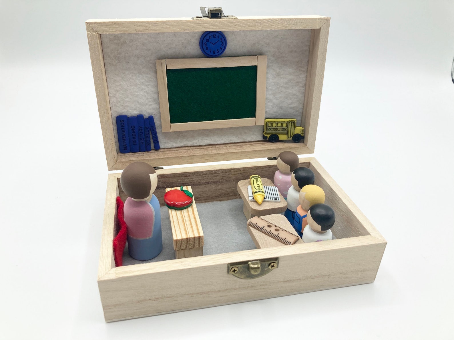 Peg People School Play Set Peg People Teacher Wooden Toy - Etsy