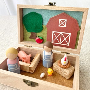 Farm Peg People Play Set, Barn Animals, Mini Travel Set, Gift for Kids ...