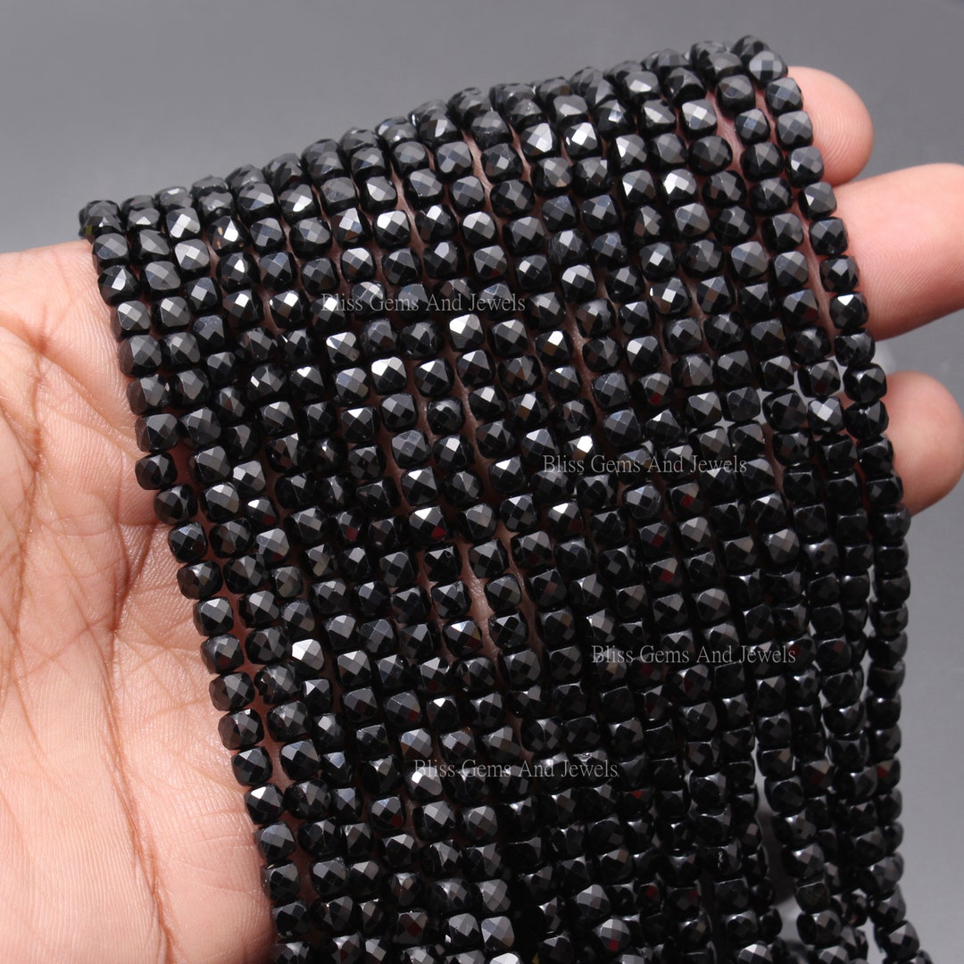 Jet Black Faceted Black Spinel Cube Beads-spinel Box Beads-4mm - Etsy