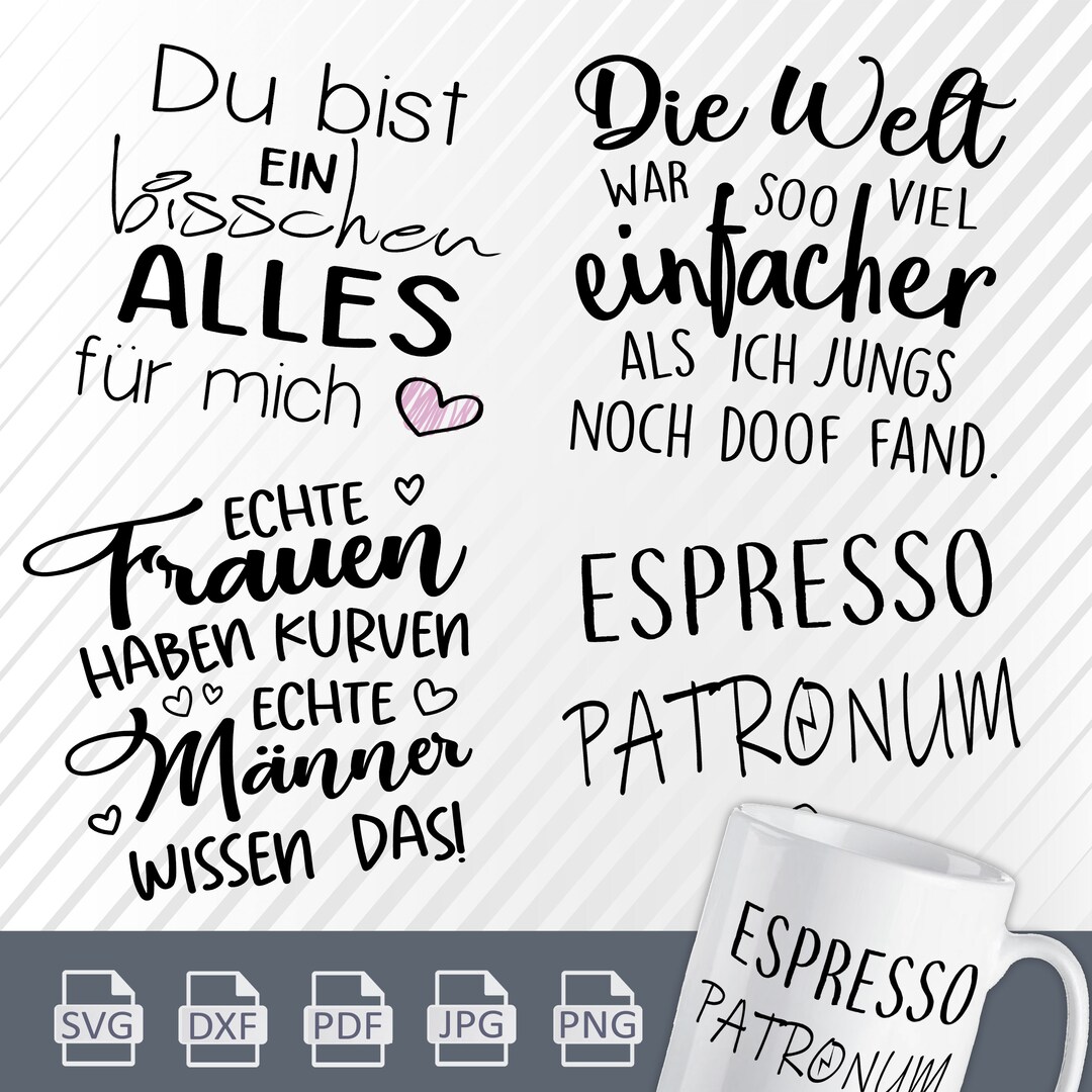German Sayings Set of 4 Svg Pdf Png Jpg Dxf - Etsy