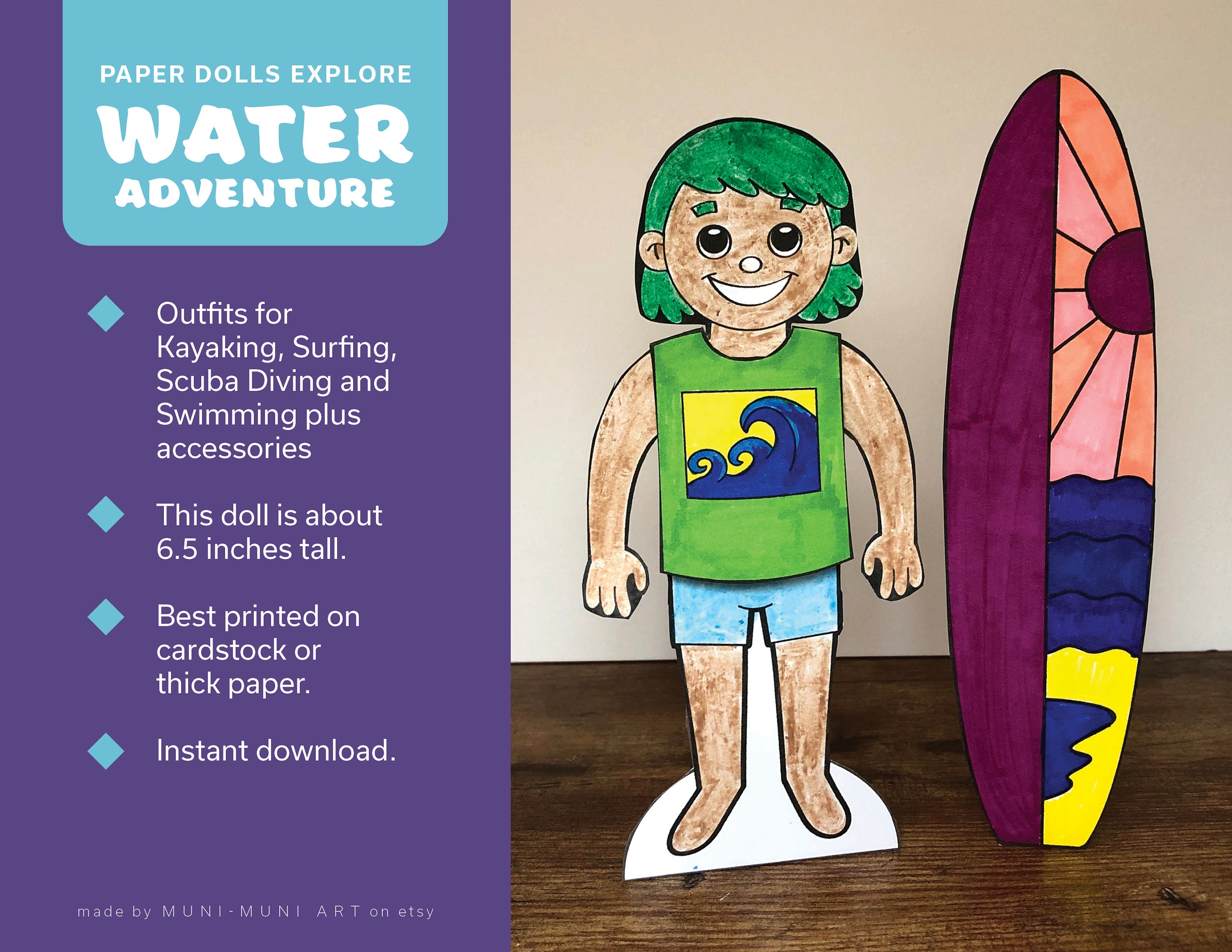 Paper Doll Water Adventure - Boy Set Printable - Etsy