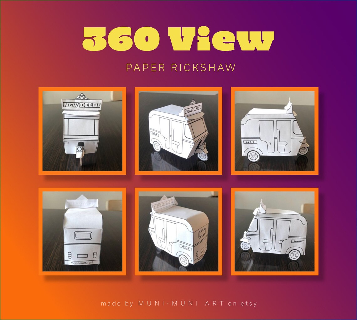 Indian Rickshaw or Tuktuk 3D Paper Craft - Printable PDF - Etsy