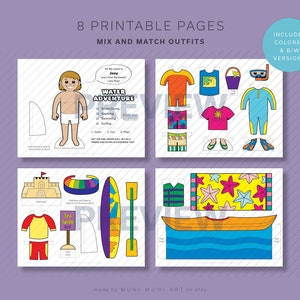 Paper Doll Water Adventure - Boy Set Printable - Etsy