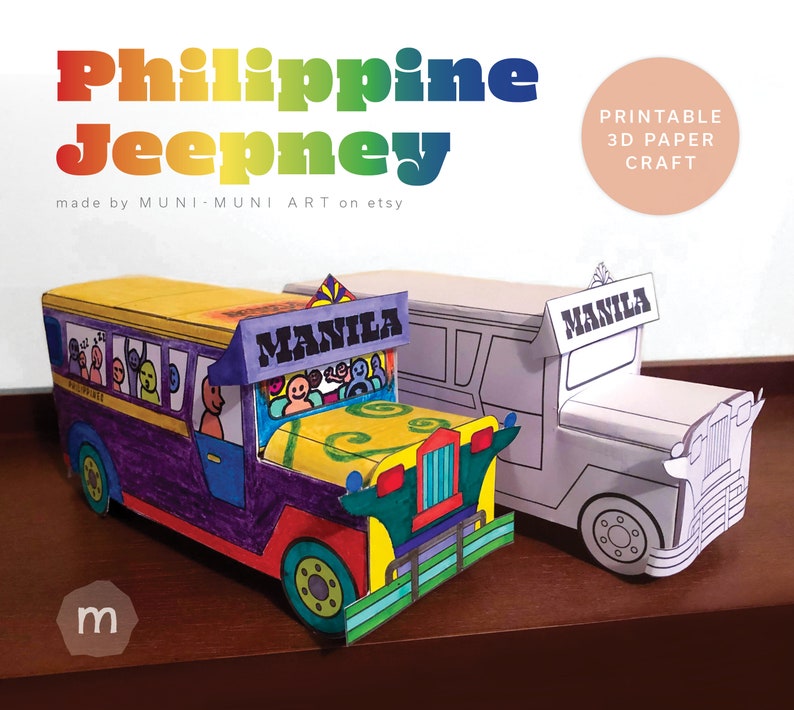 Philippine Jeepney 3D Paper Craft - Printable PDF - Etsy