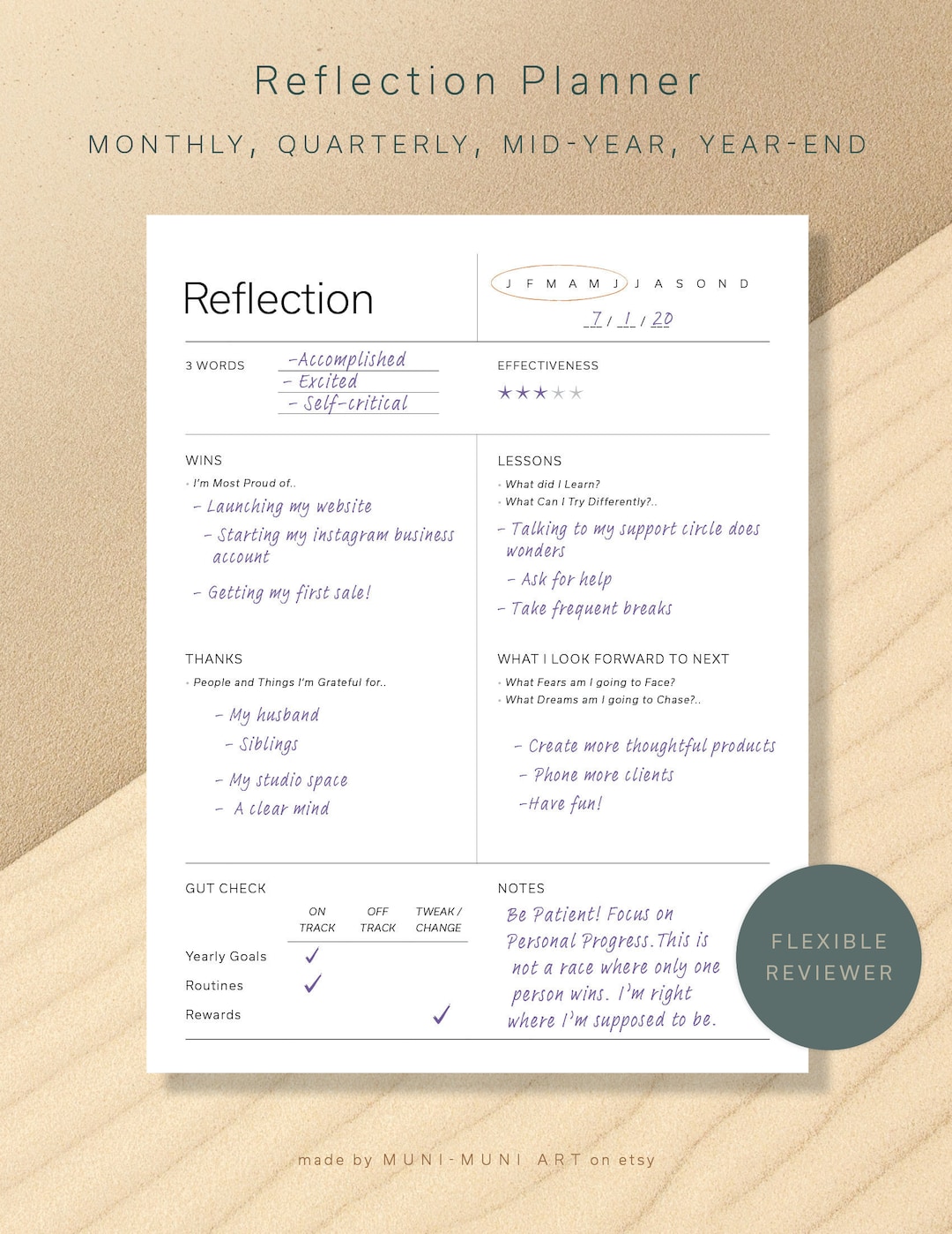 Printable Reflection Page, Use for Monthly, Quarterly, Mid-year and ...