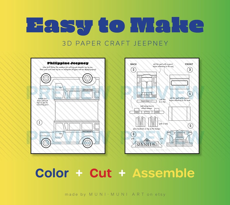 Philippine Jeepney 3D Paper Craft - Printable PDF - Etsy