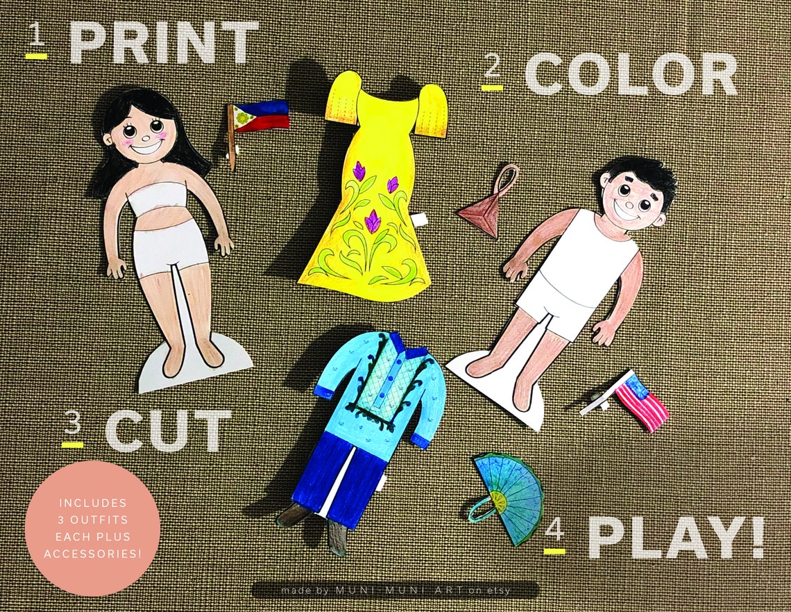 Printable Paper Doll Set Filipino, Coloring Pages, Philippine National ...