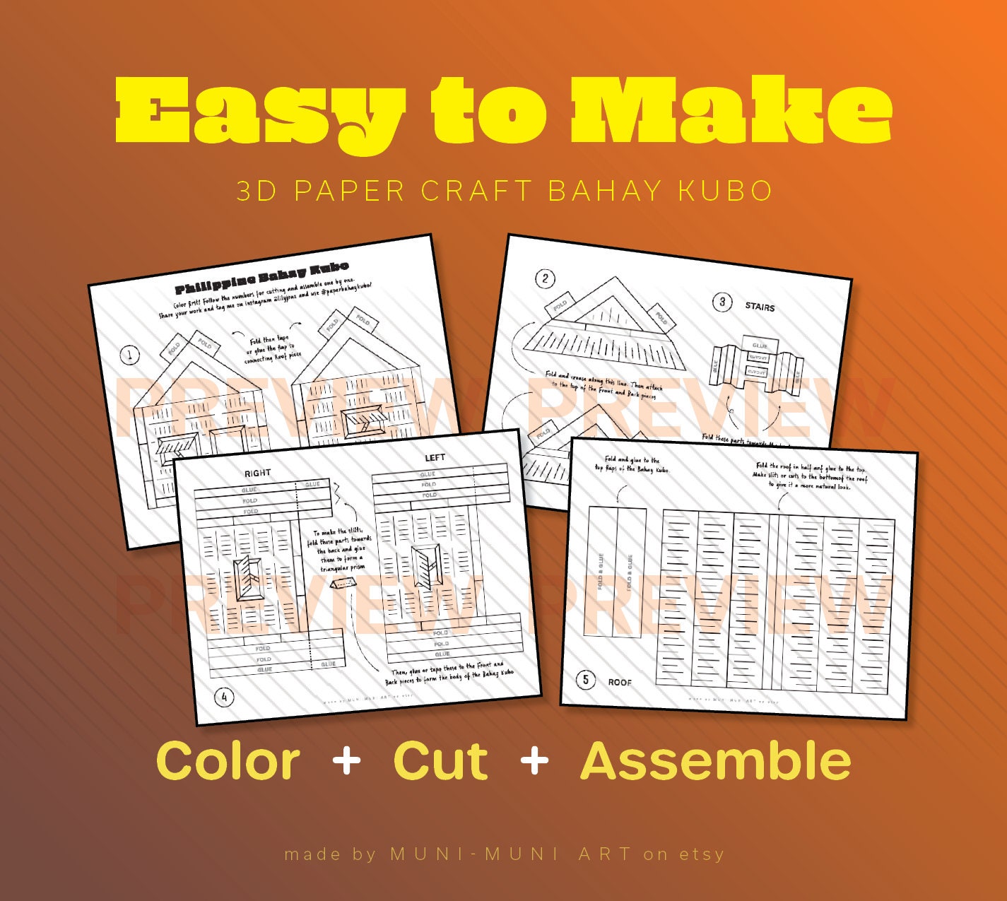 Philippine Bahay Kubo 3D Paper Craft - Printable PDF - Etsy Australia