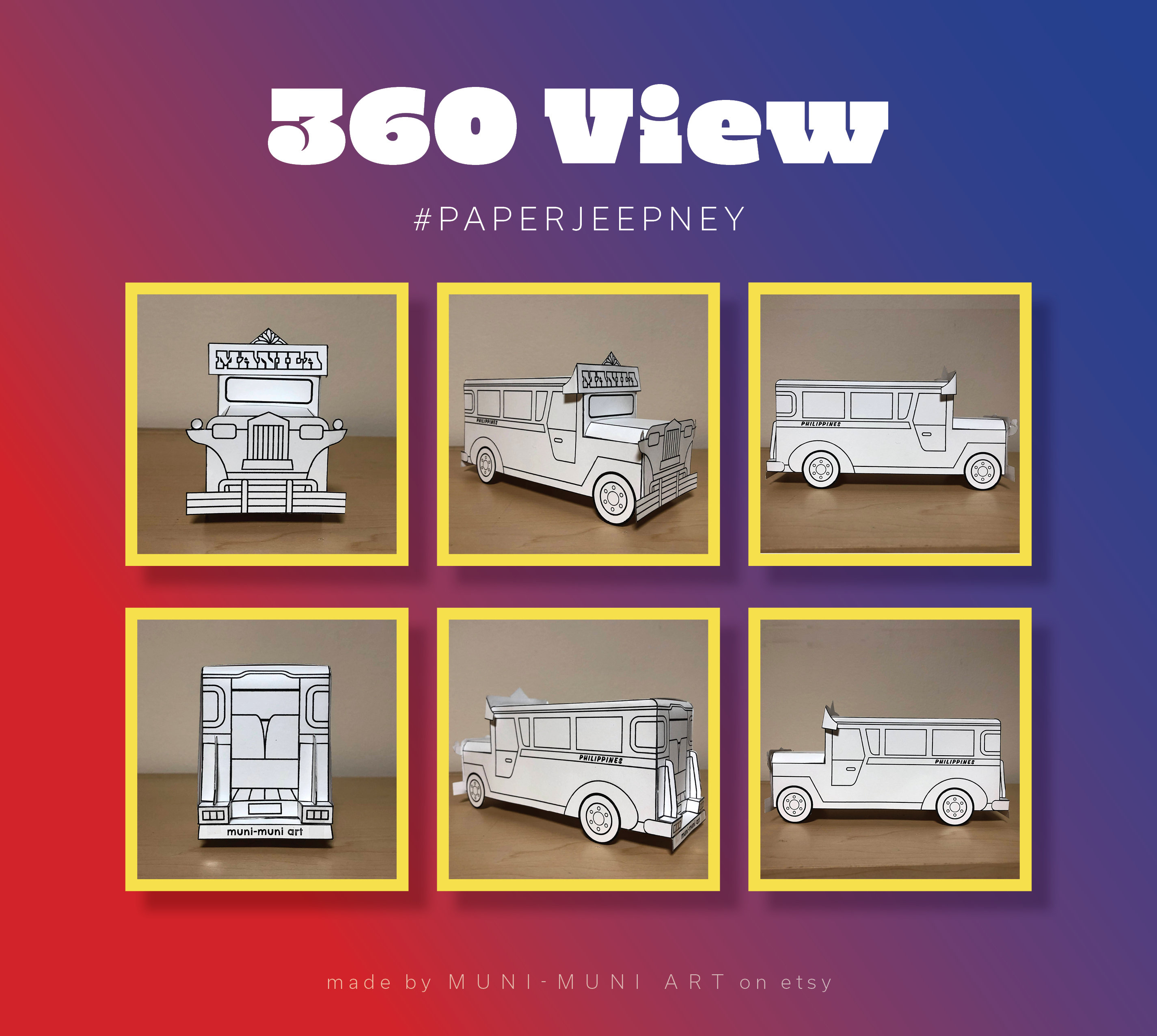 Philippine Jeepney 3D Paper Craft - Printable PDF - Etsy