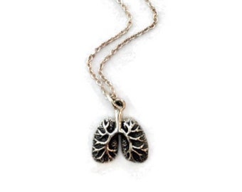 Silver Lungs Necklace Sterling Silver Lungs Charm on a - Etsy