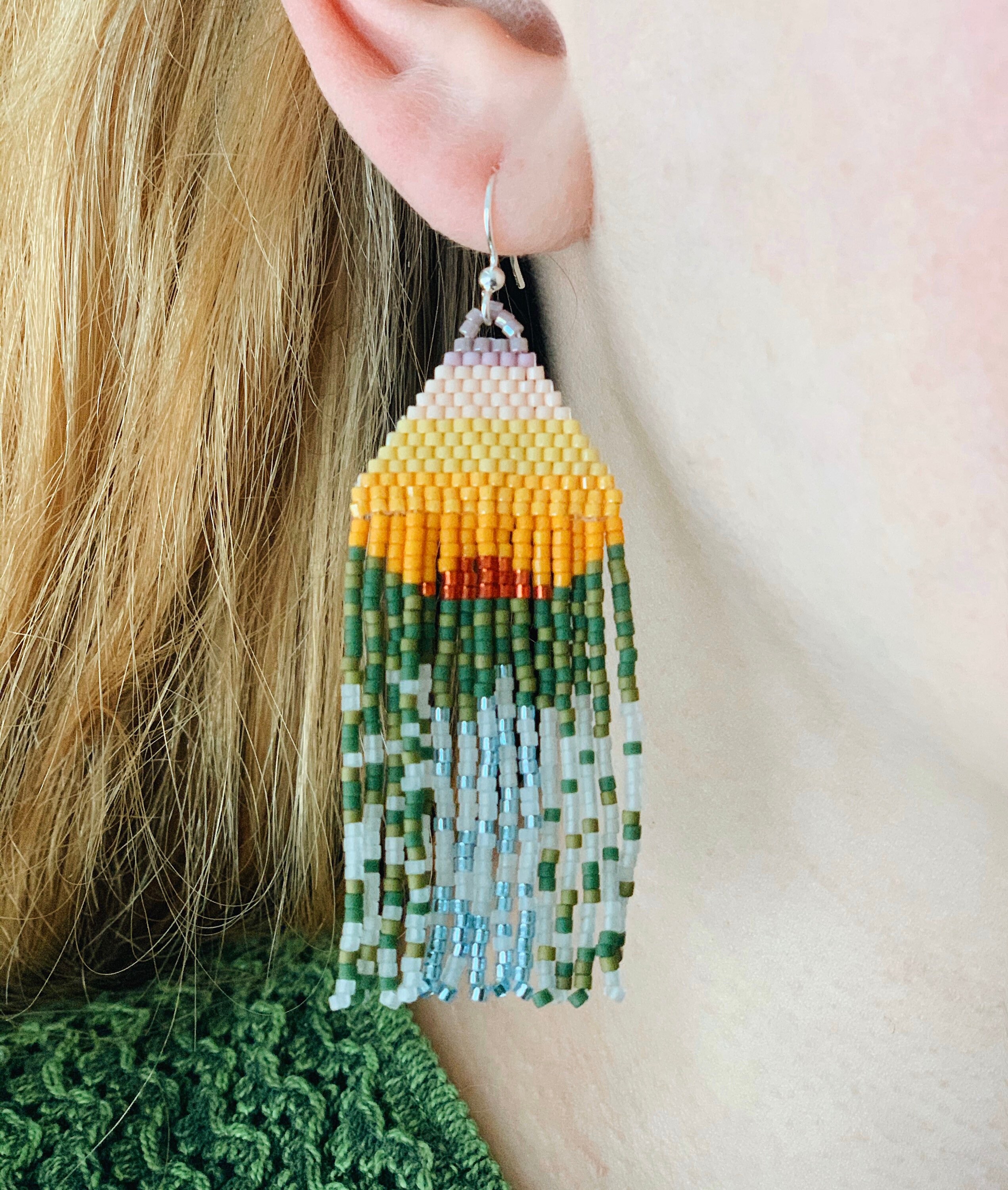 Sunrise Boho Beaded Fringe Landscape Earrings - Etsy