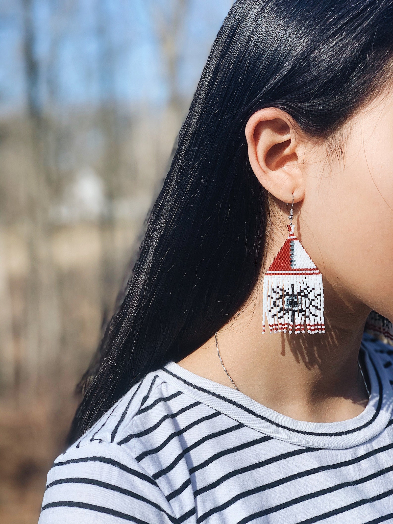 Mira Mira Bold Modern Seed Bead Retro Drop Fringe Earrings - Etsy