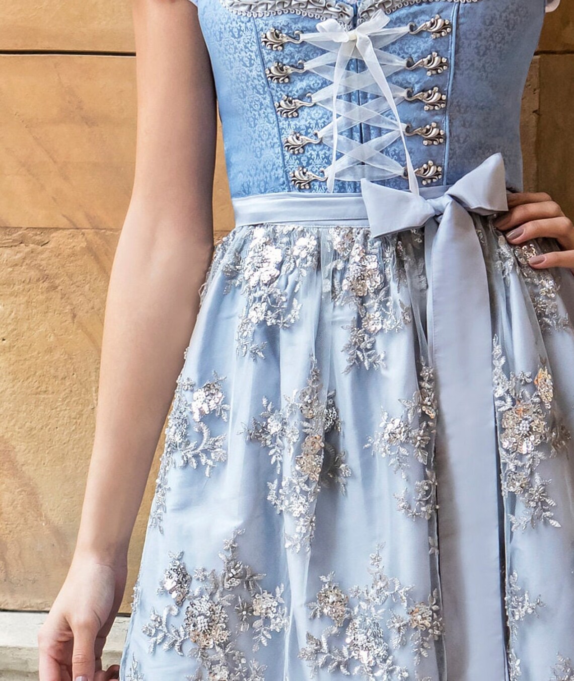 Damen Dirndl Anastasia Light Blue Silver Dirndl Dress Etsy