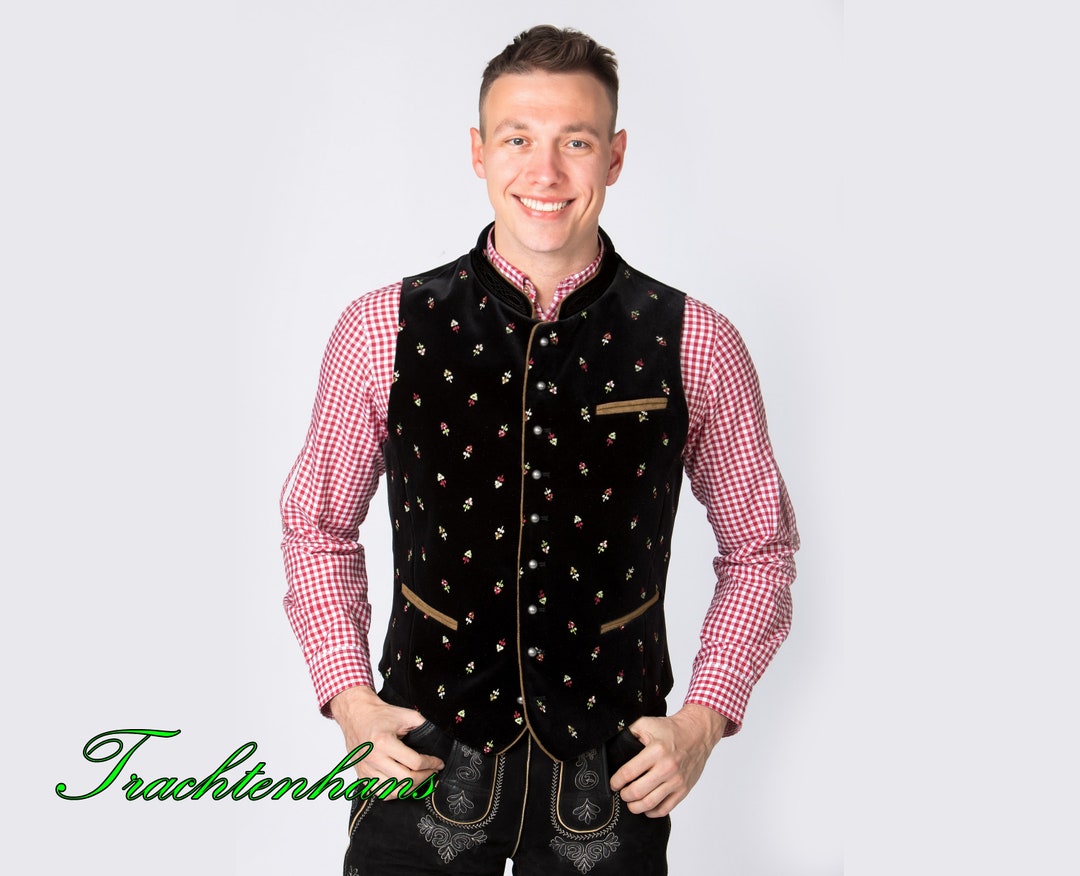 Traditional Vest Black up to Size 64 for the Oktoberfest or Folk ...