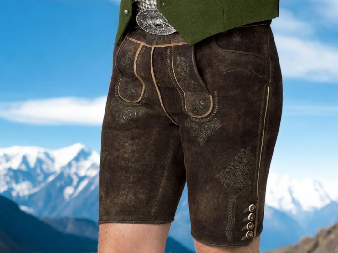 Leather Trousers Short Men "dennis" Brown - Wild Buck Leather Deer Look ...