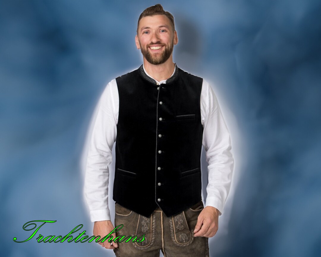 Men's Vest Night Blue Traditional Gilet for Bavaria, Tyrol Ischgl ...