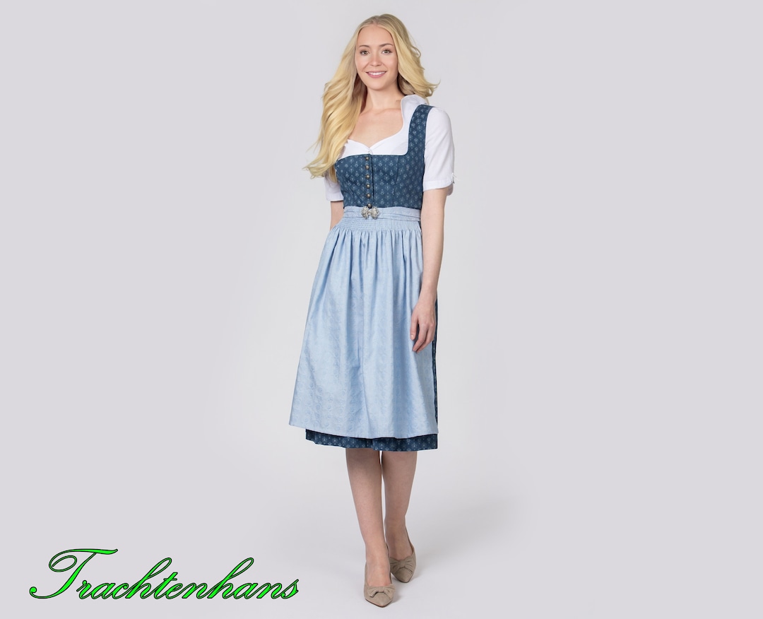 Dirndl Dark Blue Impresses With Its Subtle Print Motif - Etsy
