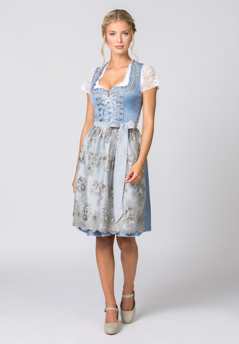 Damen Dirndl Anastasia Light Blue-silver Dirndl Dress - Etsy