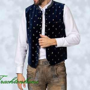 Men's Vest Indigo Traditional Costume Gilet for Bavaria, Tyrol Ischgl ...