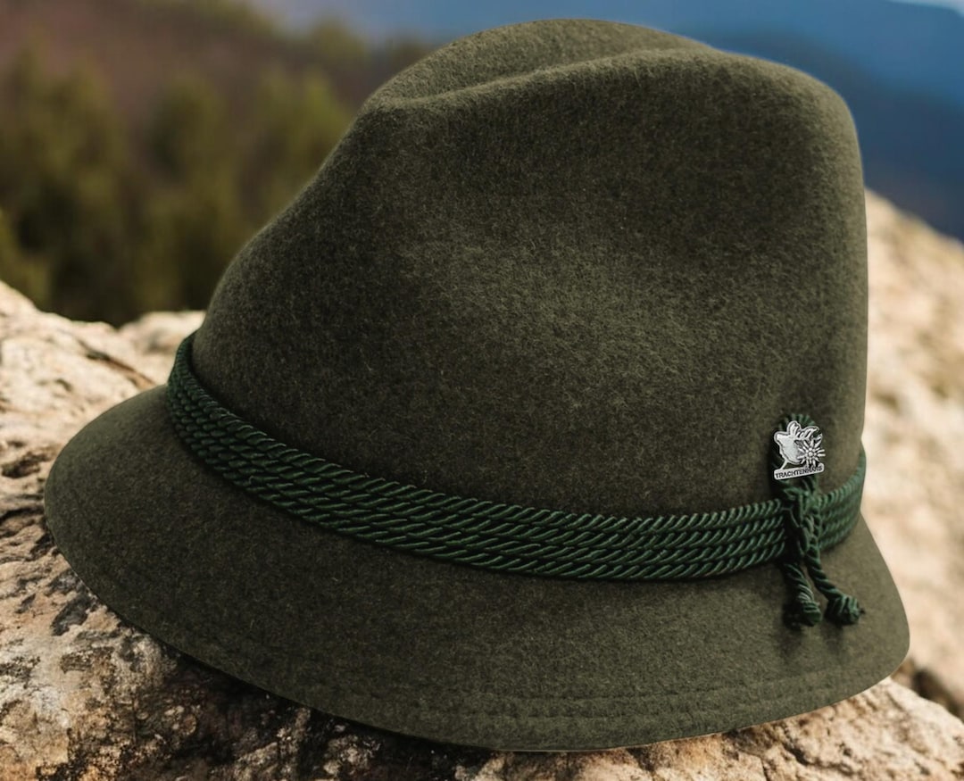 Goiserer Traditional Hat, Olive Green, Made of Merino Wool – Felt Hat ...