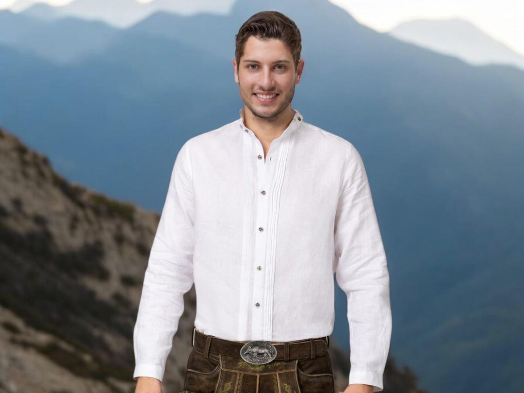 100% Linen troy Linen Shirt in White Authentic Cultural Clothing ...