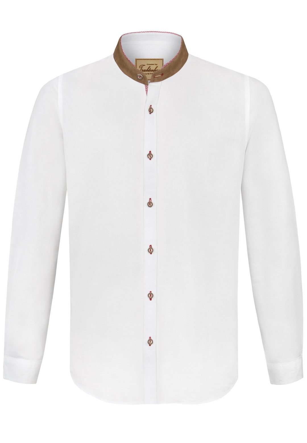 Men's Shirt victor White-red Made of High-quality Cotton / Trachtenhans ...