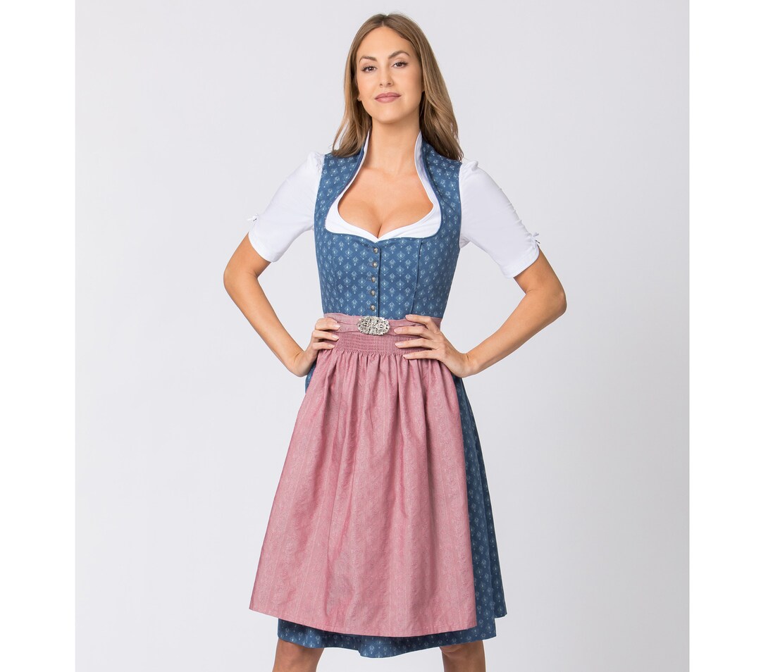 Dirndl Coraline Blue-dusky Pink Dirndl Dress Traditional - Etsy