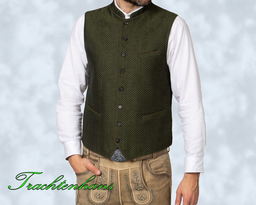Men's Vest Moss Traditional Gilet for Bavaria, Tyrol Ischgl, Austria ...