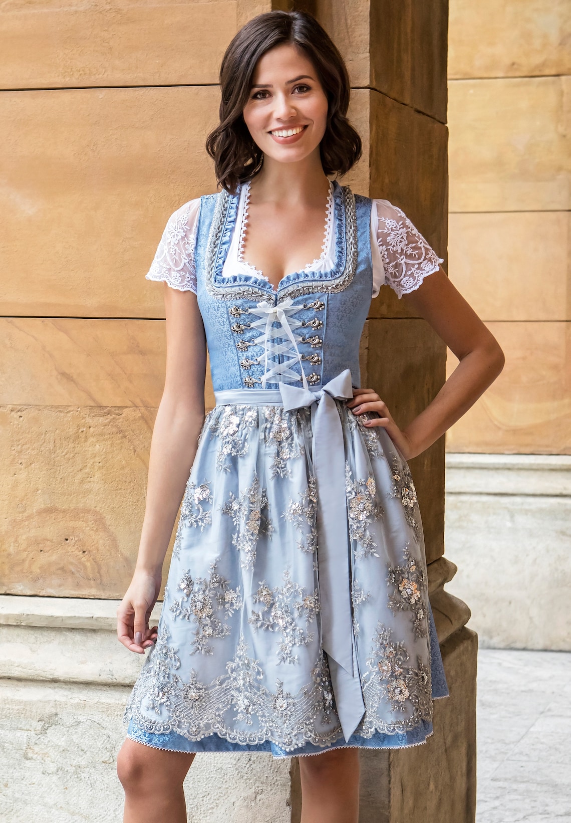 Damen Dirndl Anastasia Light Blue-silver Dirndl Dress - Etsy