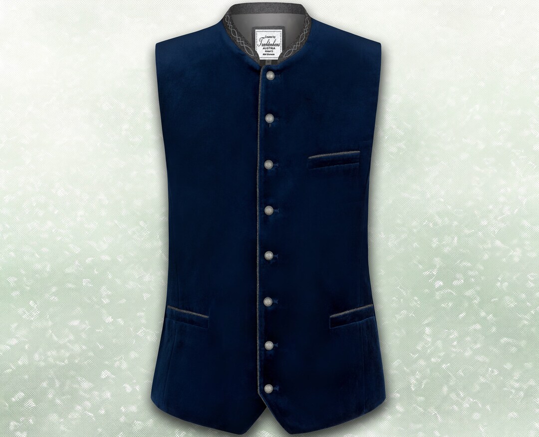 Traditional Vest Gilet Blue Cotton Velvet Makes the Vest an Eye-catcher ...