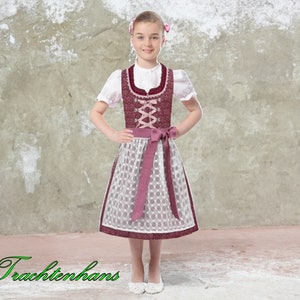 Children's Dirndl Burgundy for Girls, Mother and Daughter Dirndl Dress ...