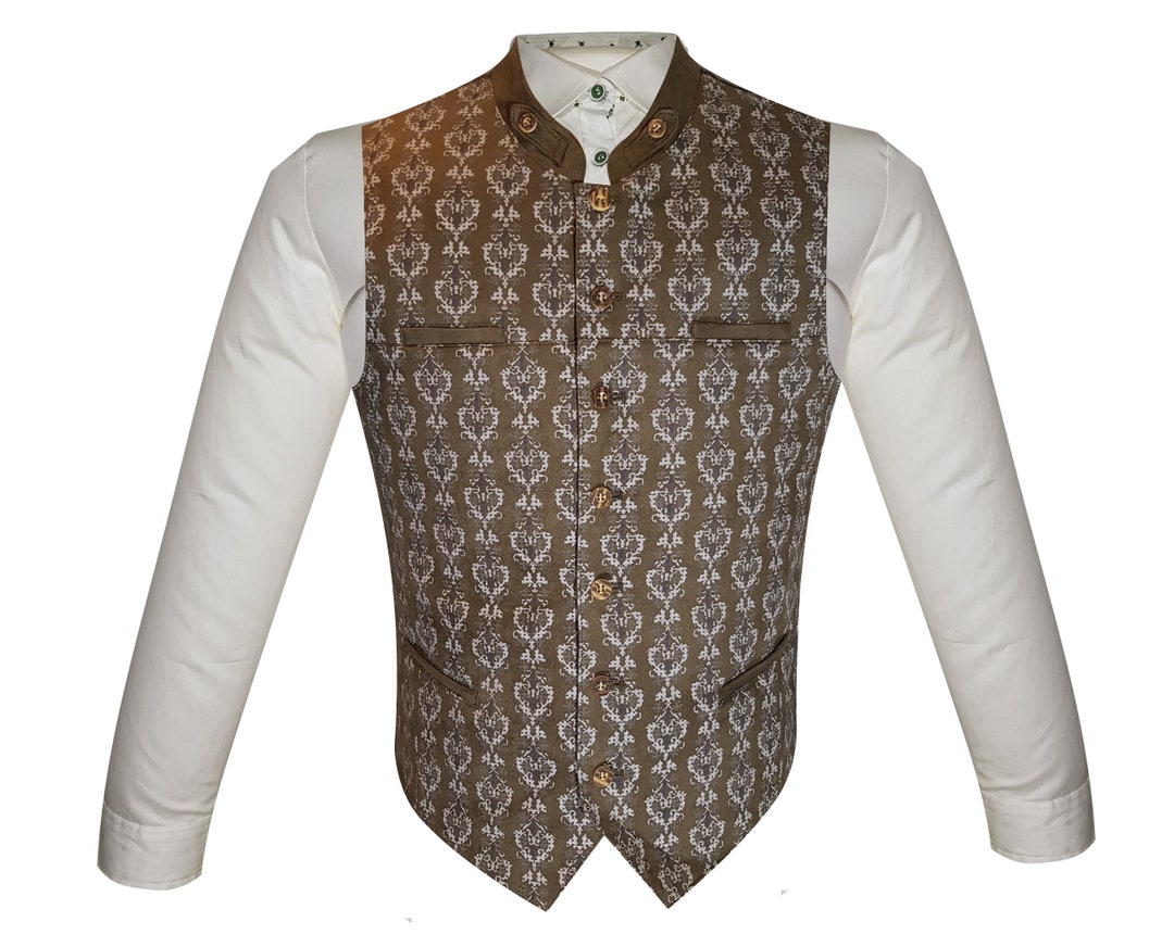 Trachten Vest Gilet Brown With a Pattern and a Shirt for Free for the ...