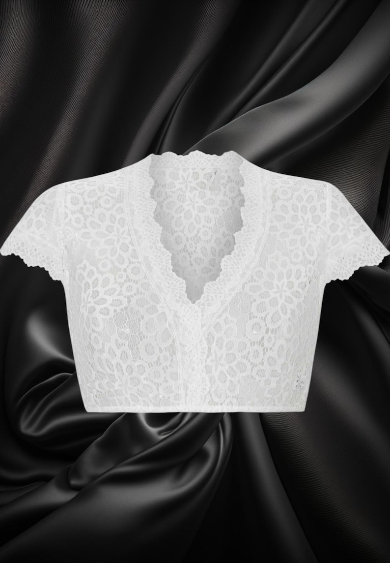 Women's Dirndl Blouse, Cream Lace, V-neck | Elegant Traditional Blouse ...