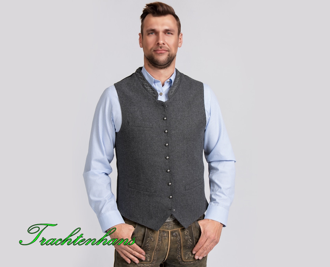 Men's Vest Gray Traditional Gilet is Often Worn at Festivities Such as ...