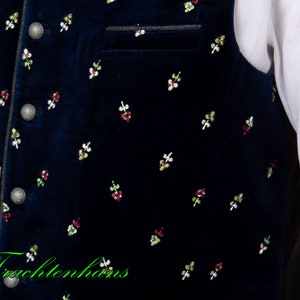 Men's Vest Indigo Traditional Costume Gilet for Bavaria, Tyrol Ischgl ...