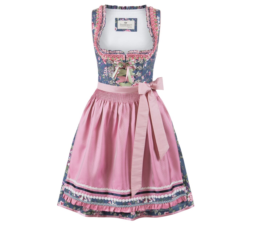 Damen Dirndl Bruna Blau-rose Traditional Dress for - Etsy