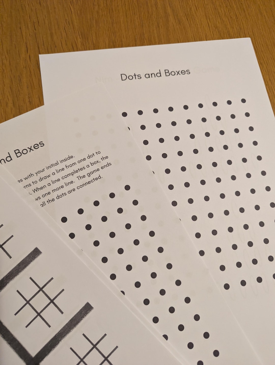 Printable Board Games – Tic Tac Toe, Nim, Dots and Squares (digital ...