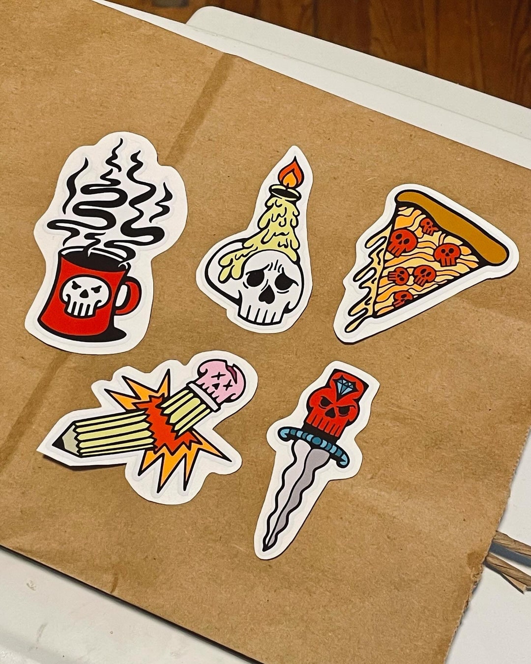 Skull Sticker Pack: Vinyl Skull Decals, Dark Humor, Tattoo Vibes Quirky ...