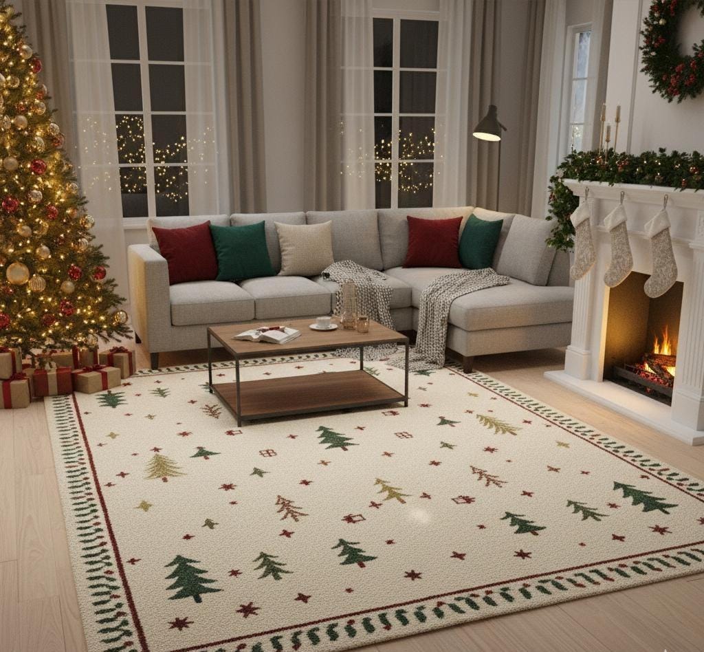 Hand-tufted Wool Christmas Tree Rug: Festive Holiday Carpet - Etsy