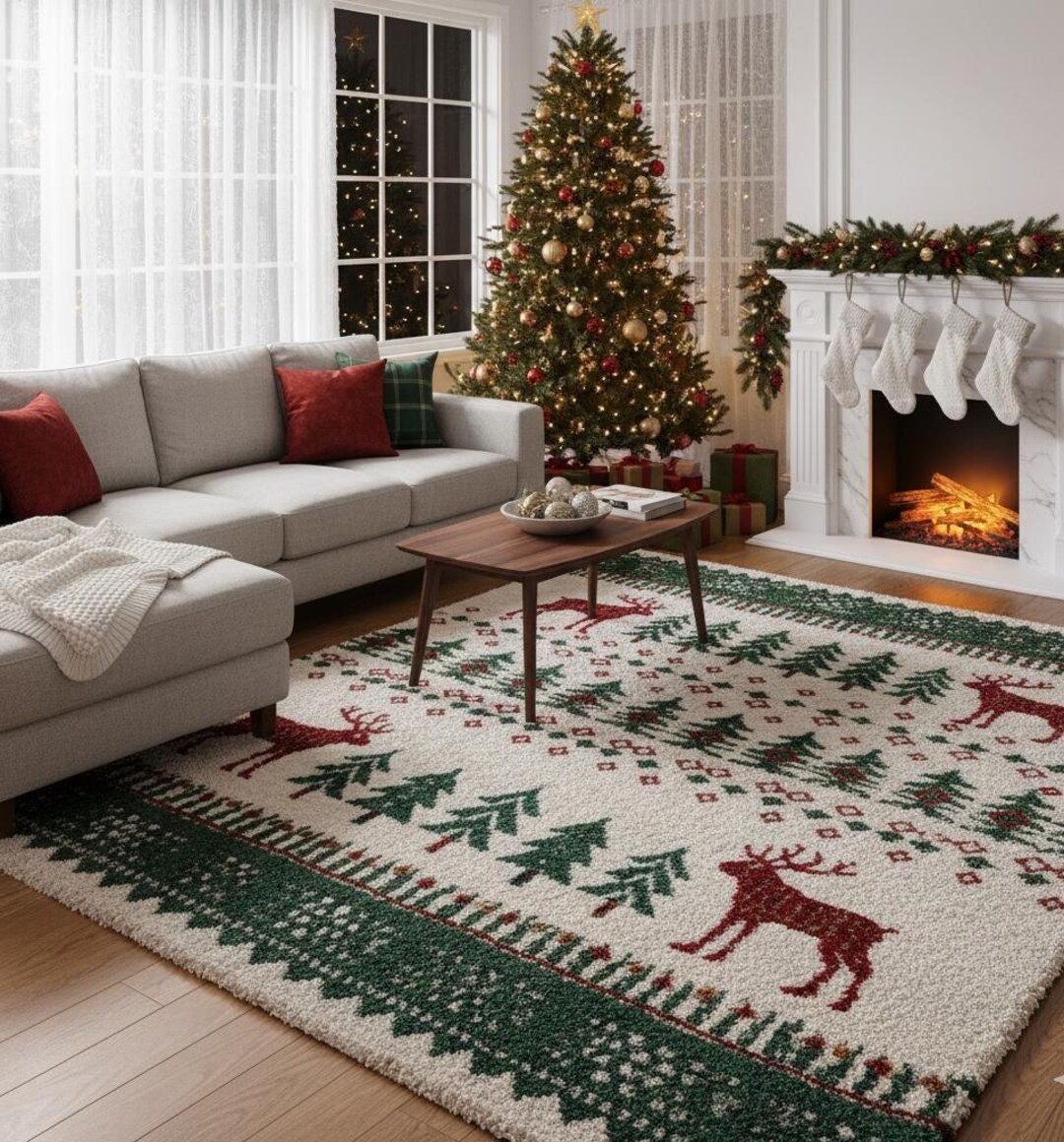 Hand-tufted Wool Area Rug, Cozy Winter Holiday Carpet Décor - Etsy