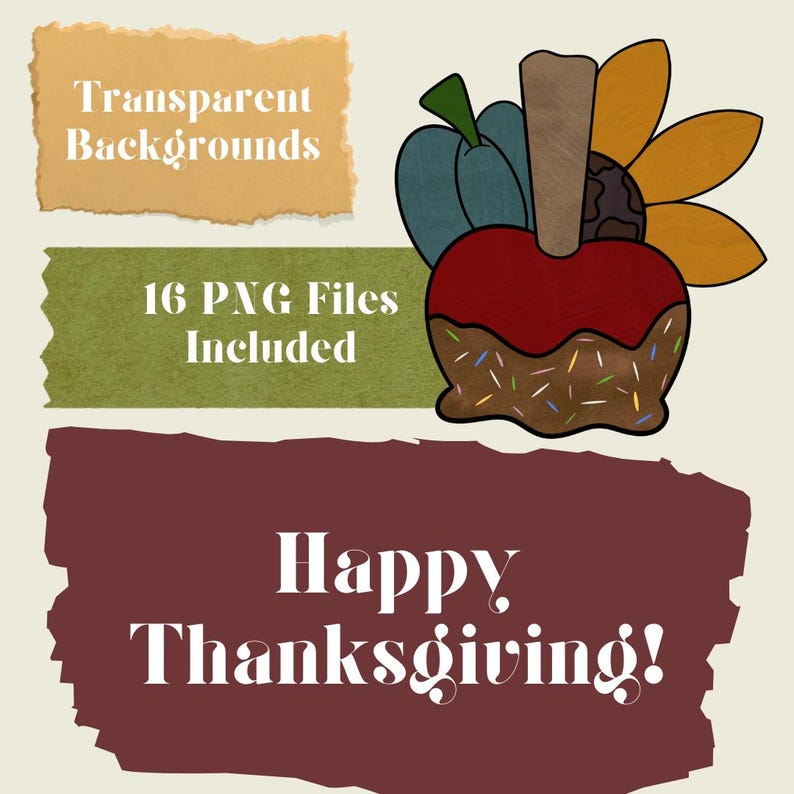 Thanksgiving Clip Art Set 16 PNG Images - Etsy