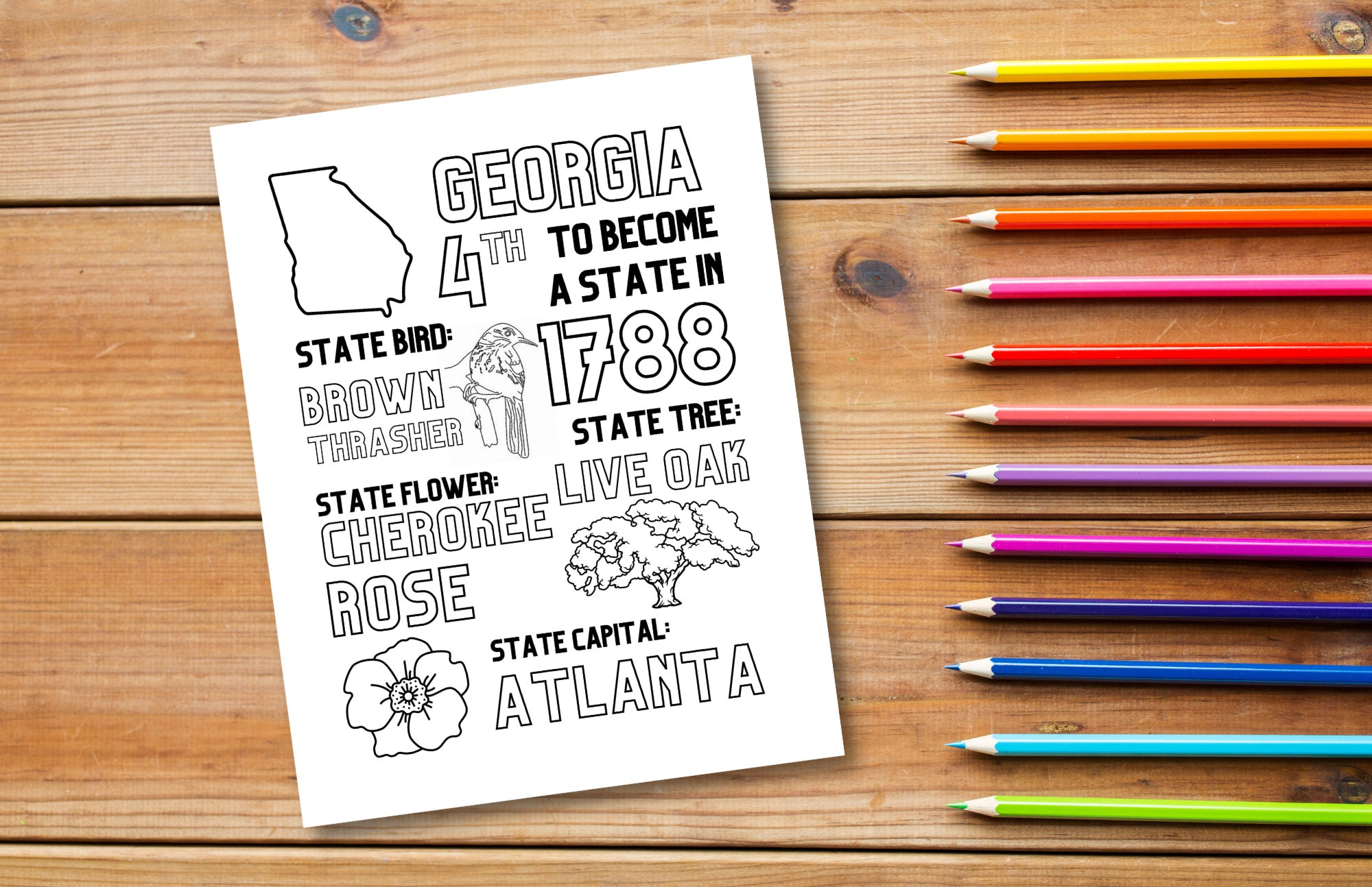 Georgia Coloring Page - Etsy
