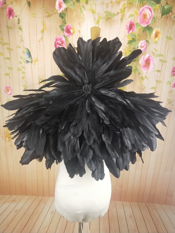 Deluxe Black Feather Collar or Cape Fantasy Feather Collar - Etsy