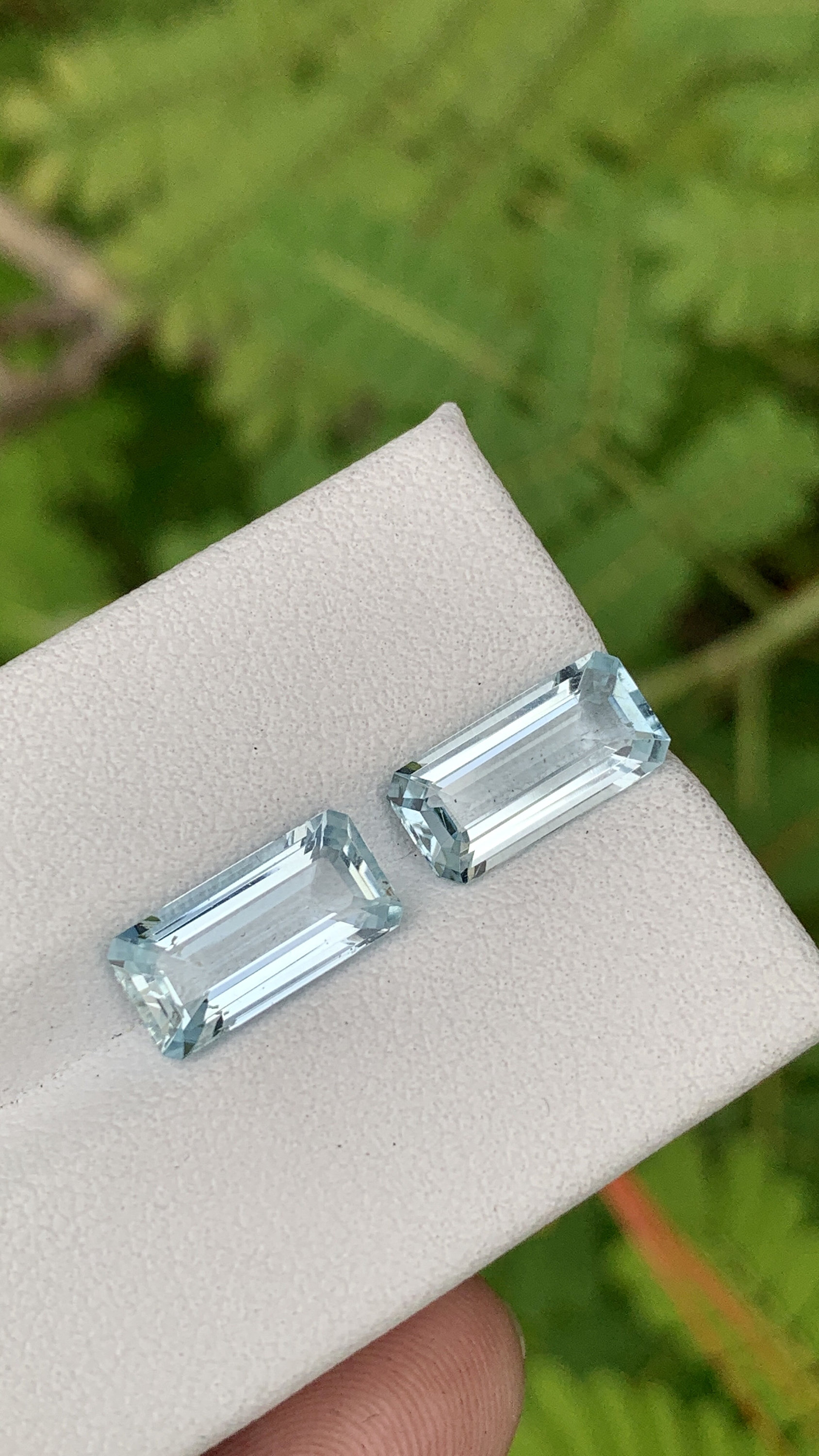 Natural Aquamarine Long Octagon Pair Semiprecious Gemstone in Octagon ...