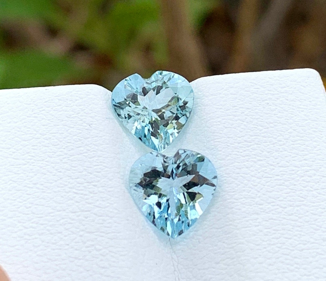 Natural Aquamarine Heart Shape Pair Perfect Pair for Earrings ...